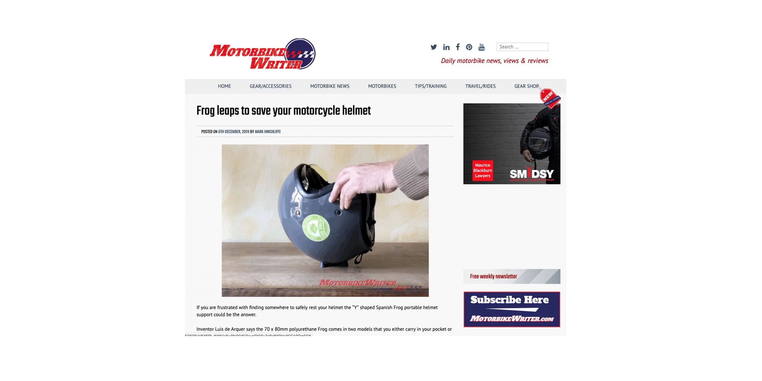 Press & Reviews - The Frog Helmet